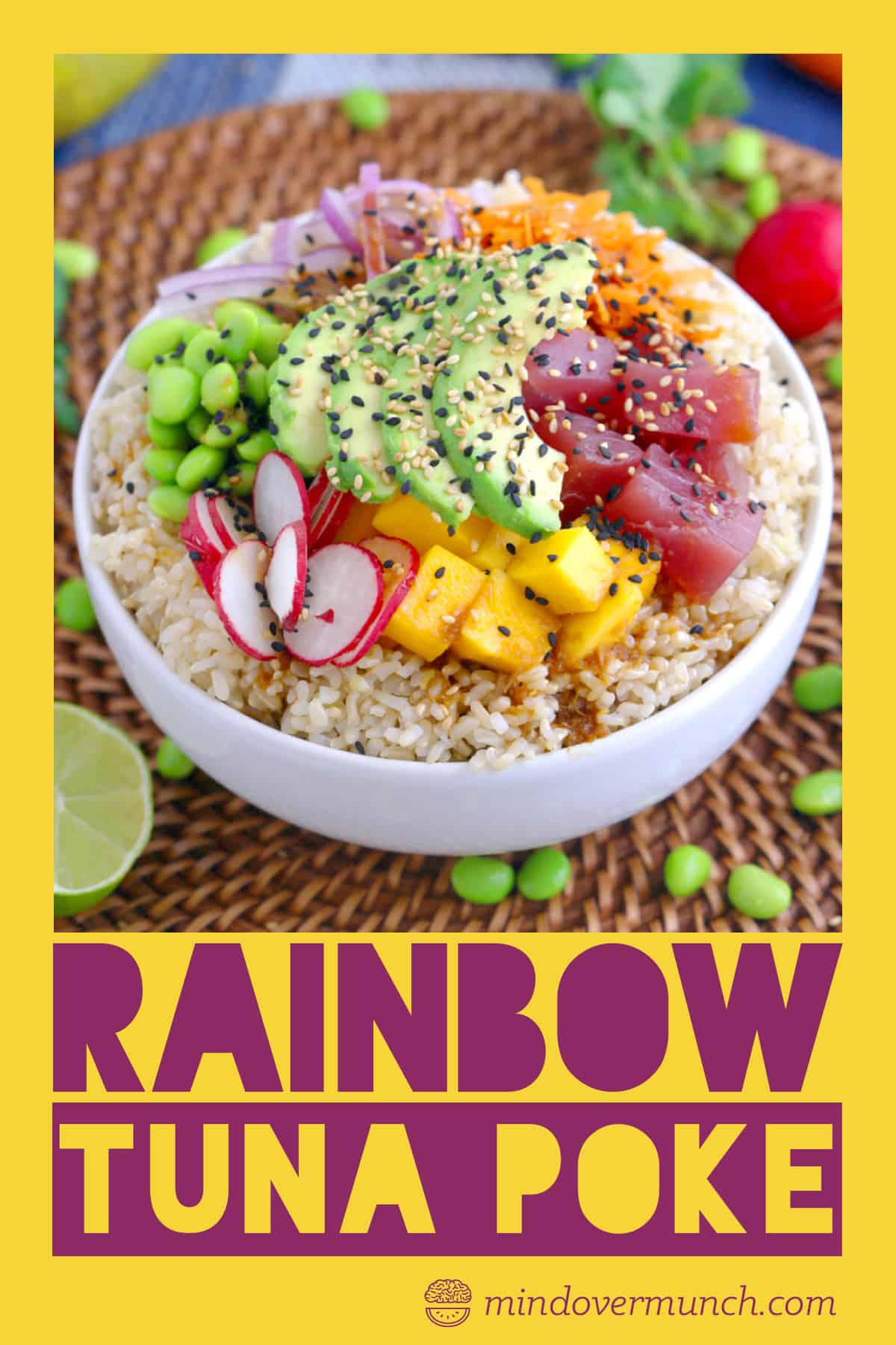 Rainbow Ahi Tuna Poke Bowl Recipe | DIY Poke Bowl - Mind Over Munch