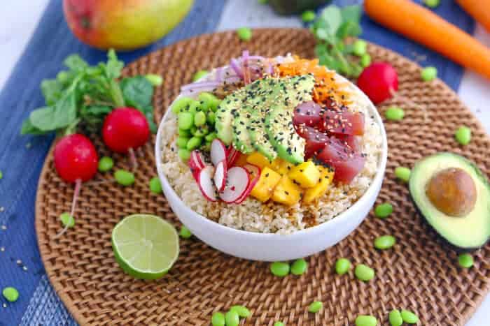 Rainbow Ahi Tuna Poke Bowl Recipe | DIY Poke Bowl - Mind Over Munch