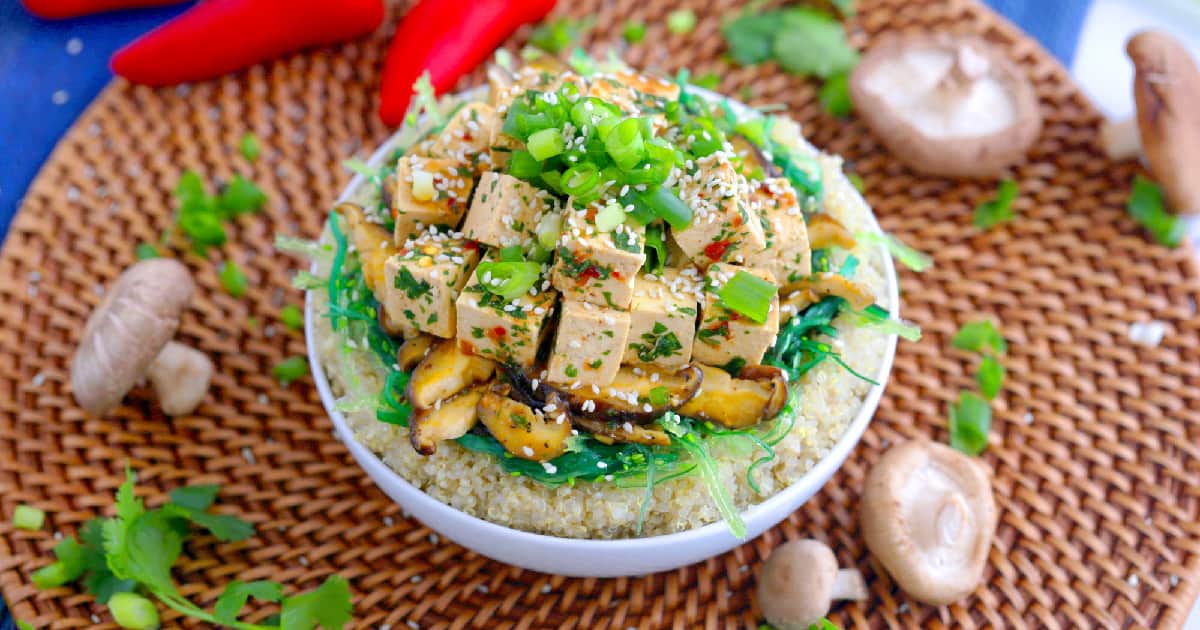 Chile Tofu Vegetarian Poke Bowl Recipe | DIY Poke Bowl - Mind Over Munch