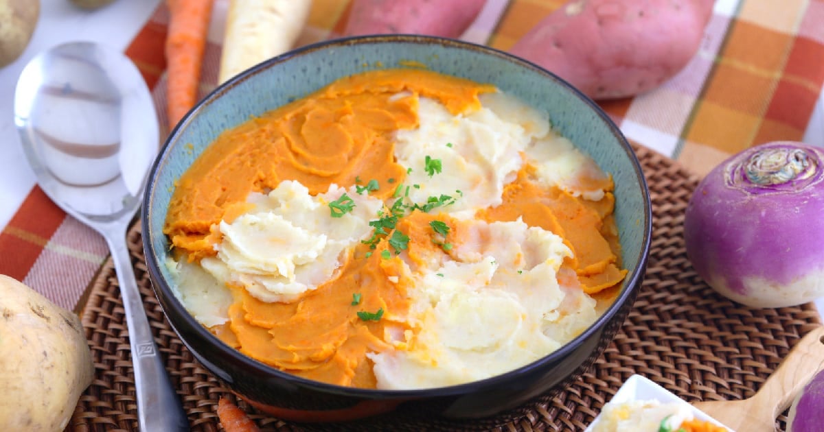 Marbled Root Vegetable Mash Recipe - Mind Over Munch