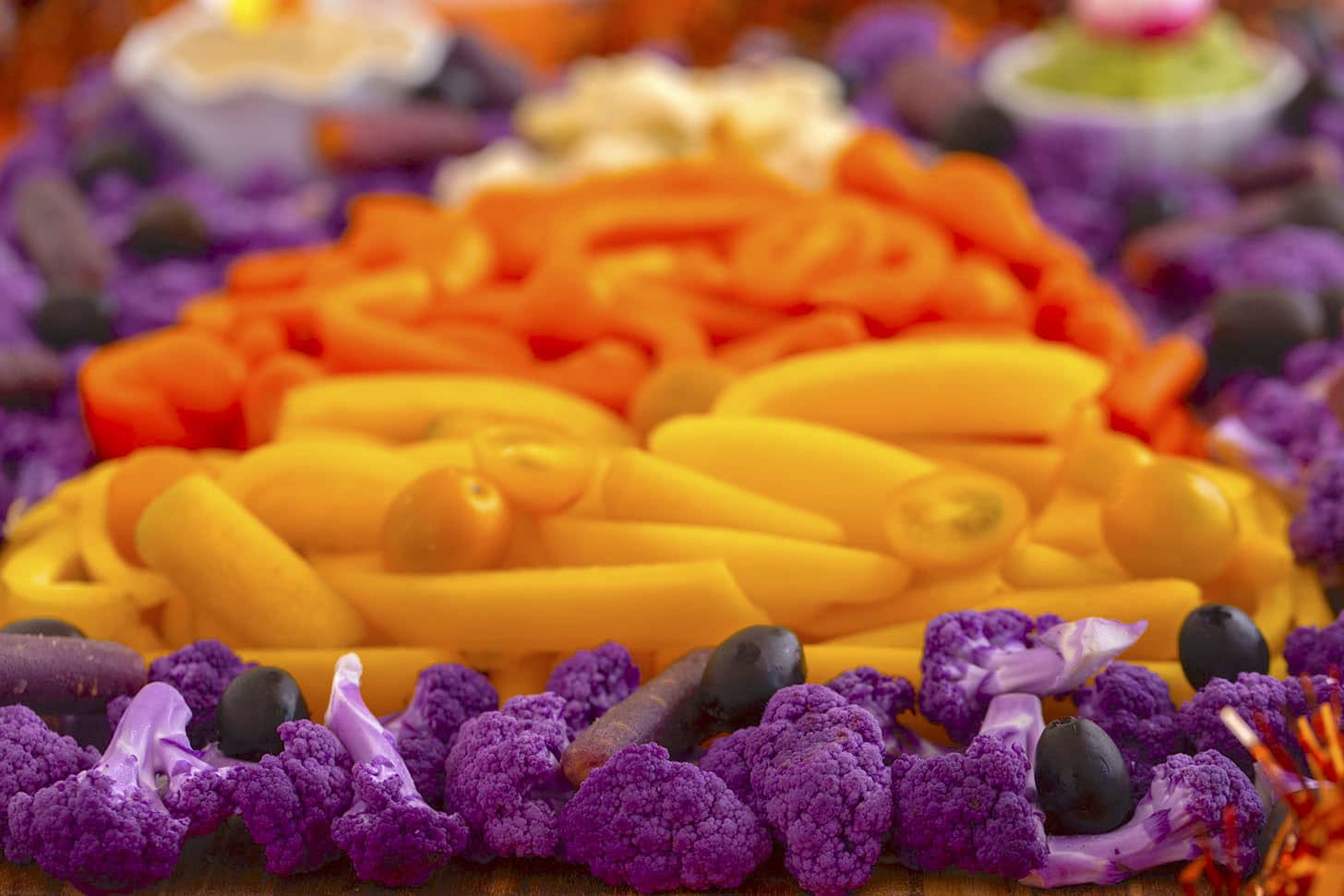 Candy Corn Veggie Tray for Halloween - Mind Over Munch