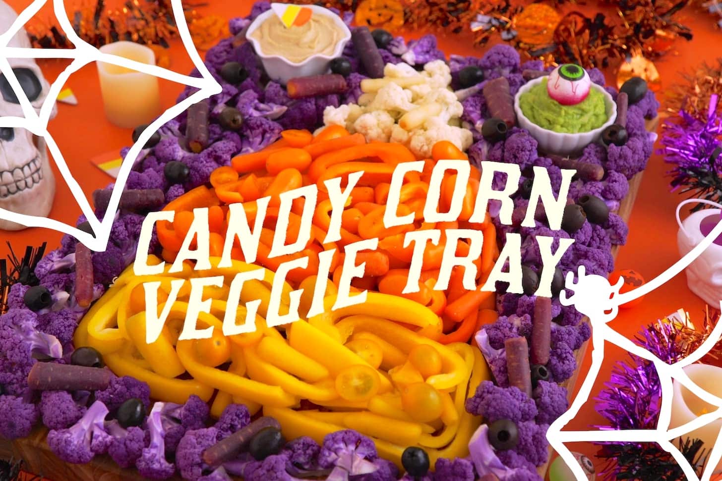 Candy Corn Veggie Tray for Halloween - Mind Over Munch